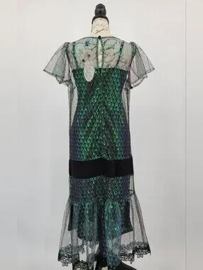 Unique Vintage | Dresses | Unique Vintage Iridescent Peacock Sheer ...